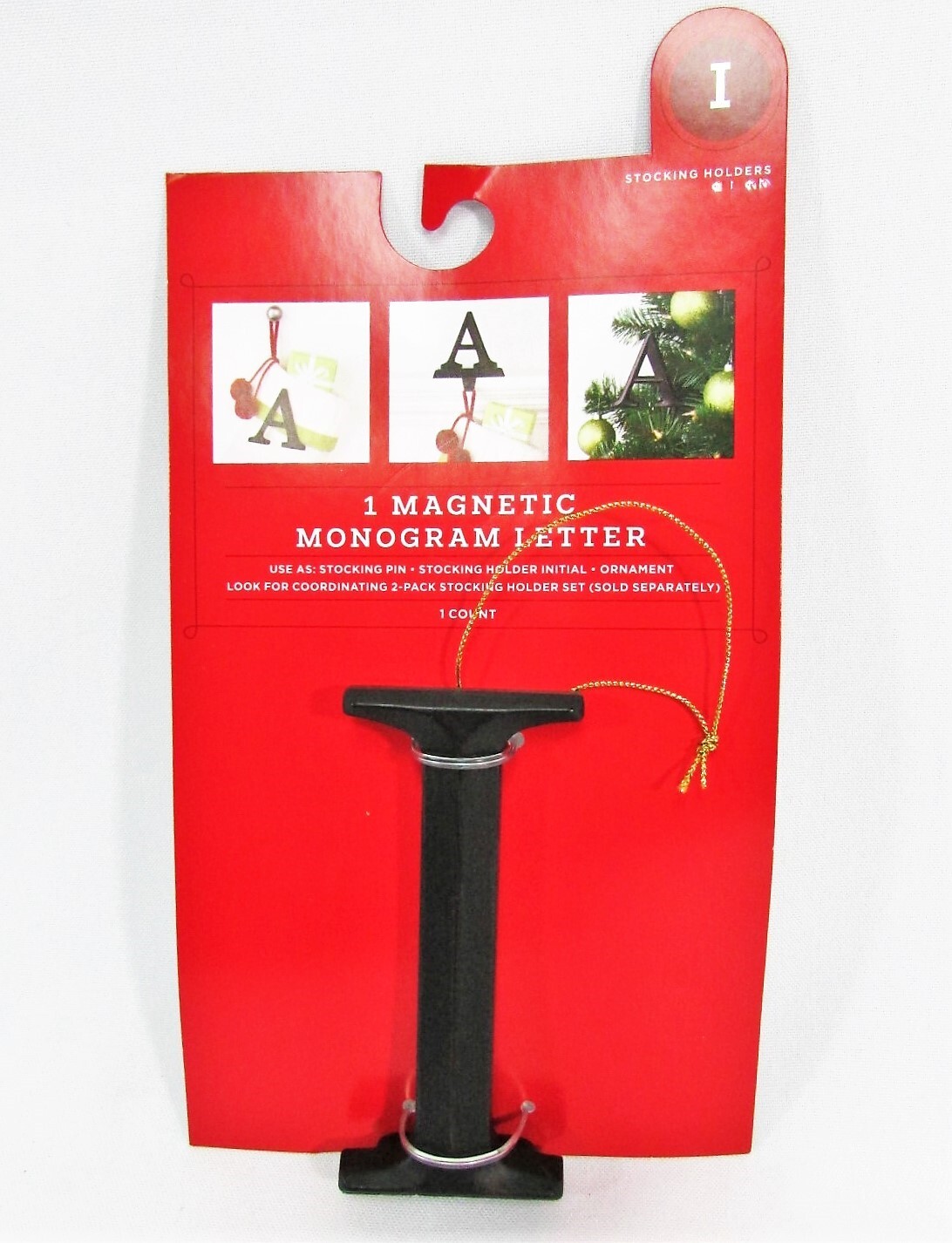 Letter I Magnetic Monogram 3-in-1 Stocking Holder Pin Ornament Target ...