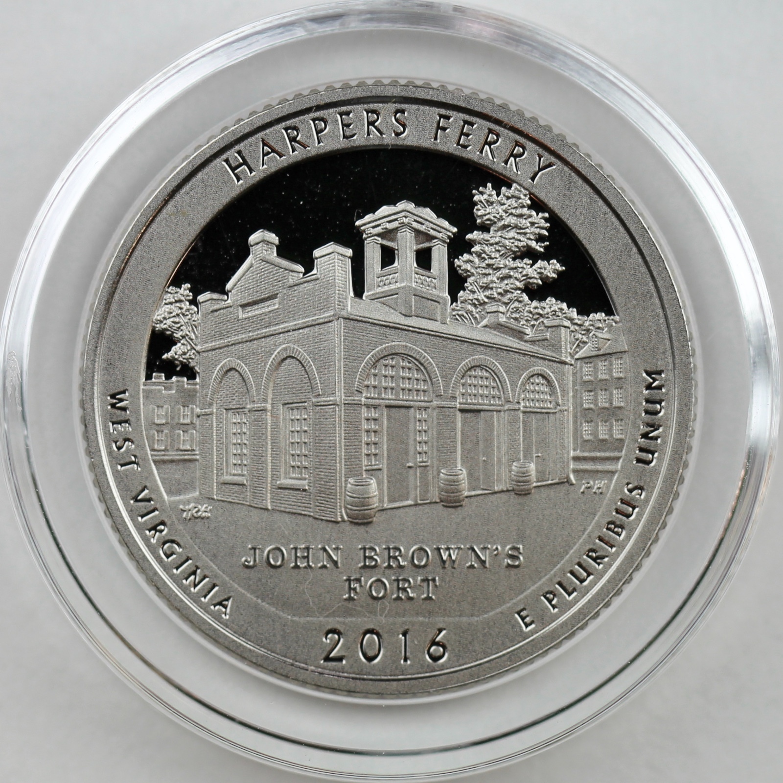 2016-S Harpers Ferry Clad Proof Quarter in Crystal Clear Coin Capsule ...