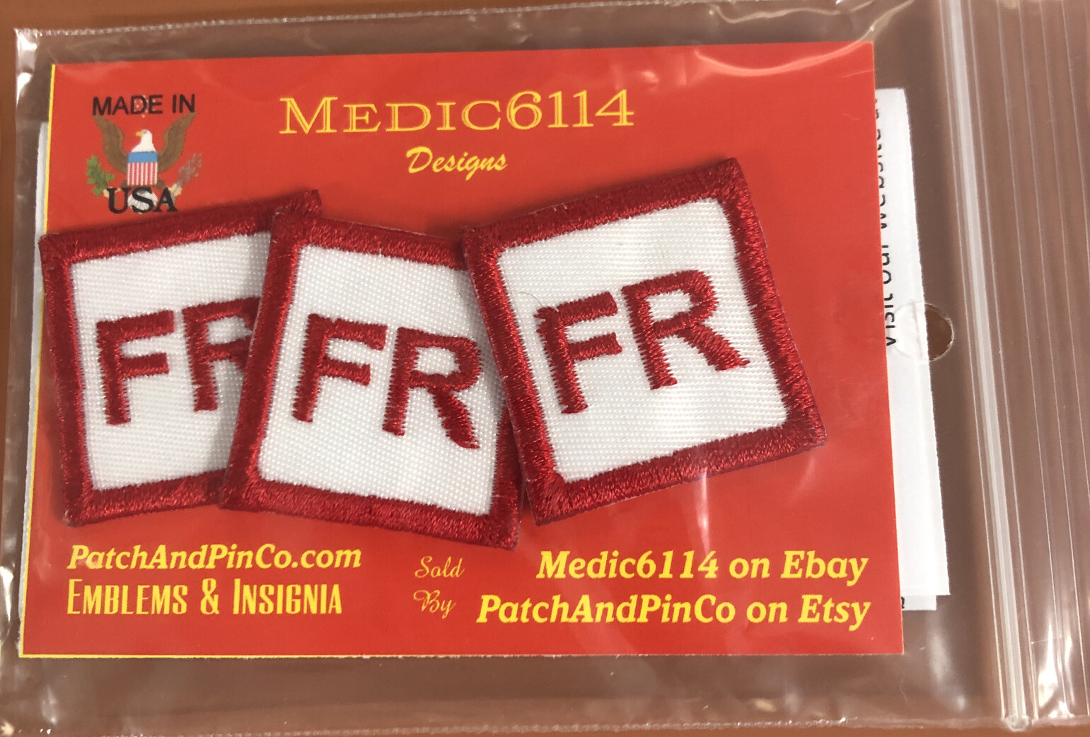 3 FR Patches Tags 1.25" Fire Resistant Retardant FRC White Red ...