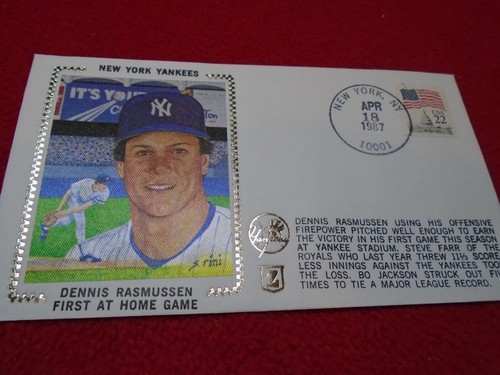 Dennis Rasmussen Z Silk Cachet New York Yankees 1st Home Game Apr. 18 ...