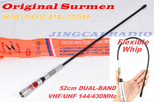 SURMEN SM-502 DUAL BAND Flexible Whip Antenna PL259 for Car Radio Yaesu ...