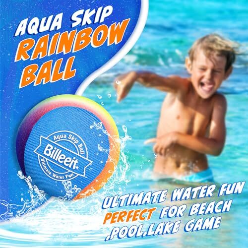 5Pcs Water Skipping Balls for Pool Play, Rainbow Color Splash Water ...