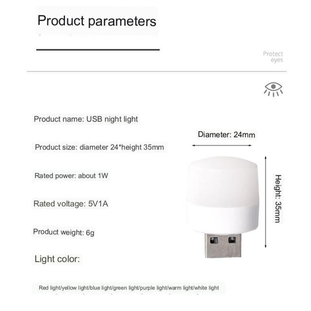 1W Small LED Bulb Plug in Reading Light Portable Mini USB Night Light ...