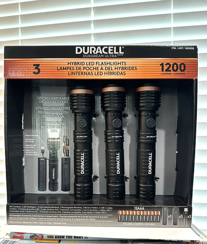 Duracell Ultra Hybrid LED Flashlights 1200 Lumens Rechargeable or AAA ...