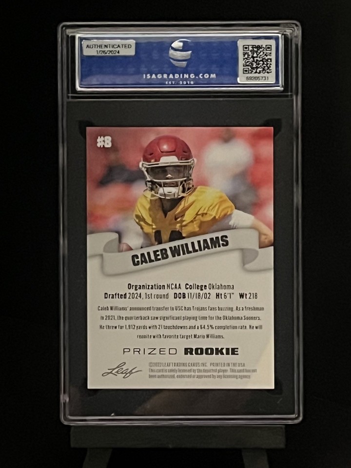 Caleb Williams Rookie Card RC ISA Gem Mint 10 Chicago Bears/USC 2022 ...