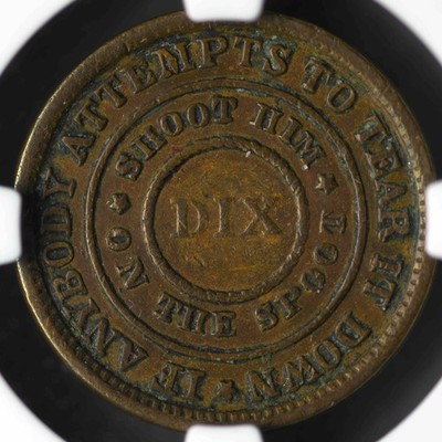 Patriotic Civil War Token 209/414a NGC XF45 "Shoot him on the spoot ...