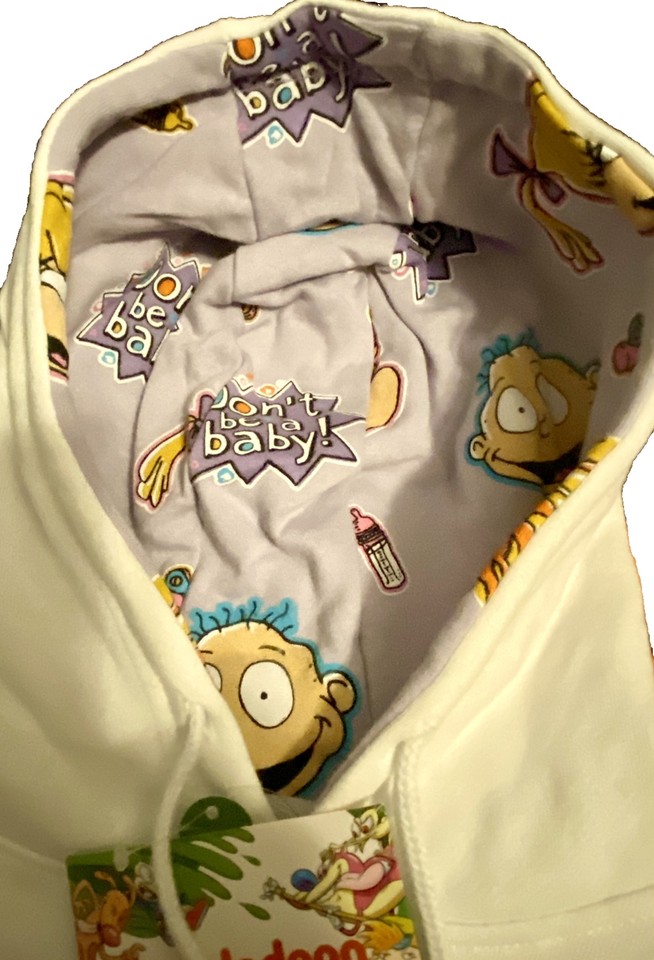 Rare Nickelodeon Rugrats White Hoodie With Printed Hood Lining New W ...