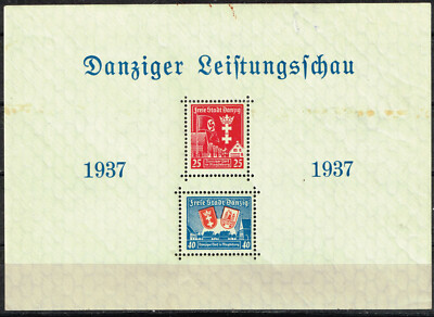 Danzig Germany Third Reich Flag over Magdeburg Settlers S.Sheet 1937 ...