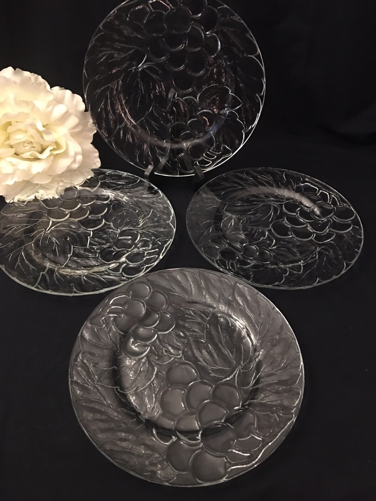 Vintage Embossed Glass Dinner Plates Grape Motif KIG Indonesia 10.25 ...