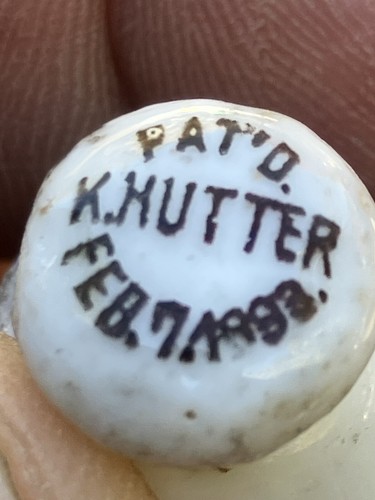 Porcelain bottle stopper K.Hutter pat'd Feb. 7 1893. | eBay