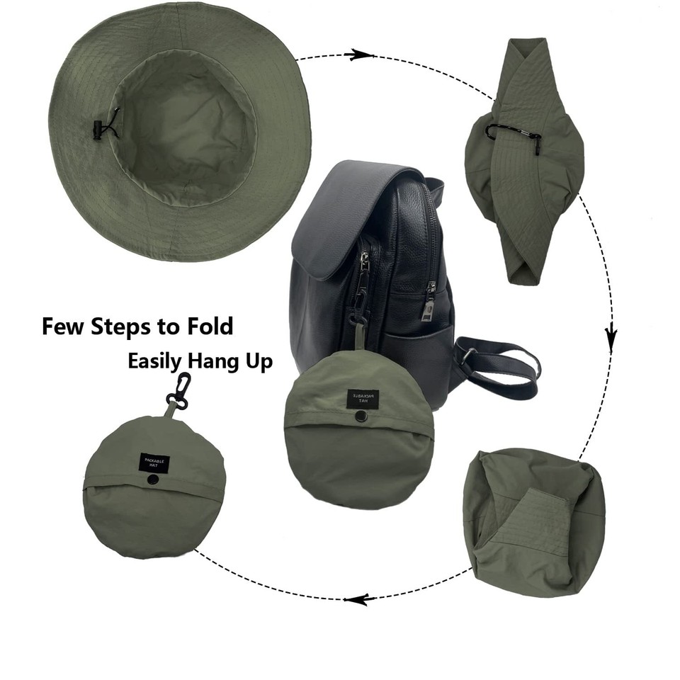 Waterproof Packable Bucket Rain Hat Sun UV Protection Hatwith Chin ...
