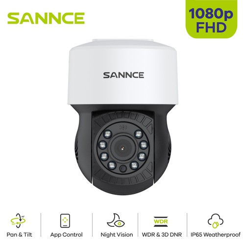 SANNCE 1080P Outdoor Security Camera Outdoor Night Vision 360°Pan Tilt ...