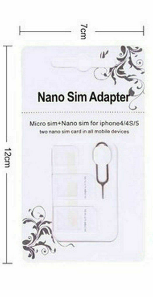 2 X Nano SIM Card to MICRO Standard SIM Adapter converter SET For ...