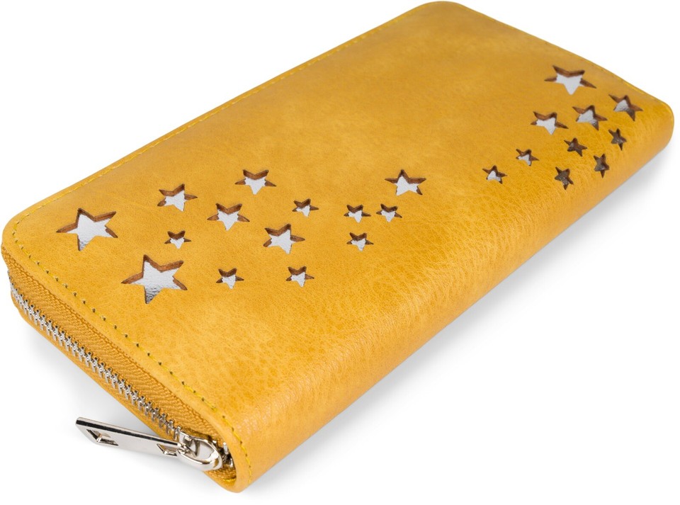Damen Portemonnaie Metallic Stern Cut-Outs, Reißverschluss, Geldbörse ...