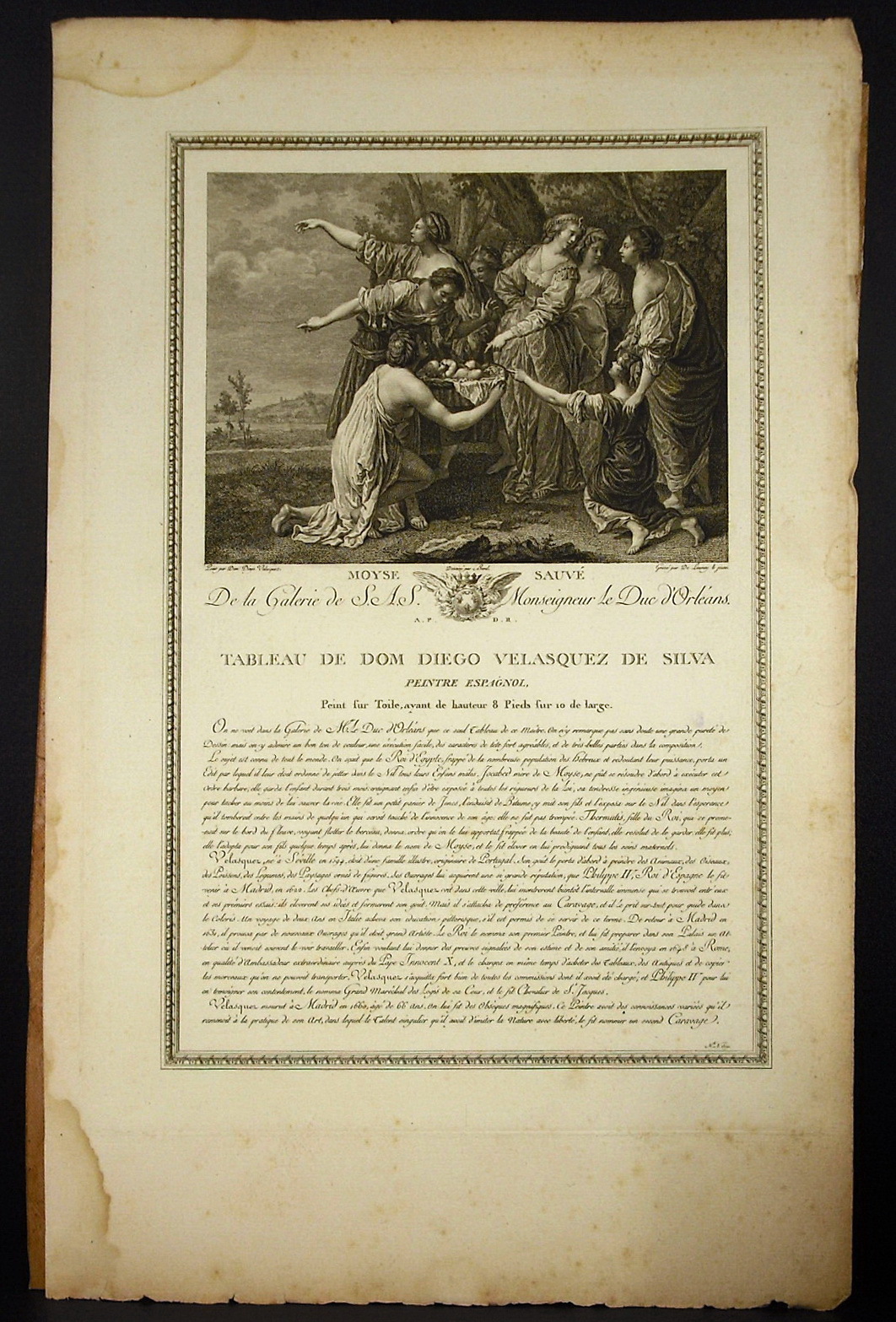 Diego Velasquez Moyse Moses Rescued Engraving Nicolas Launay Ed Lying ...