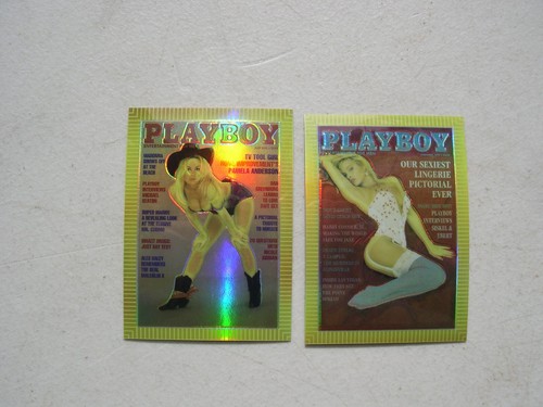 (2) PAMELA ANDERSON 1995 PLAYBOY CHROMIUM COVER REFRACTOR CARDS #R197/# ...