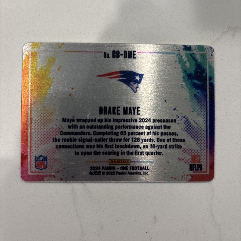 2024 Panini One Drake Maye Color Blast Case Hit RC SSP Patriots 🔥 Metal ...