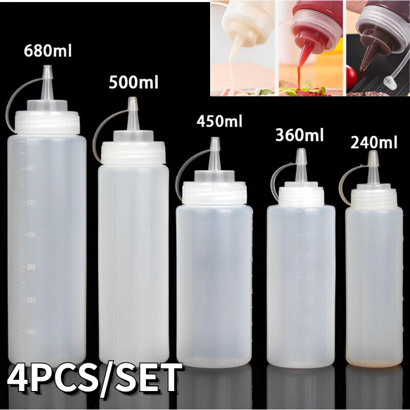 240-680ml Clear Squeeze Dispenser Mayo With Lid Plastic Sauce Bottle ...