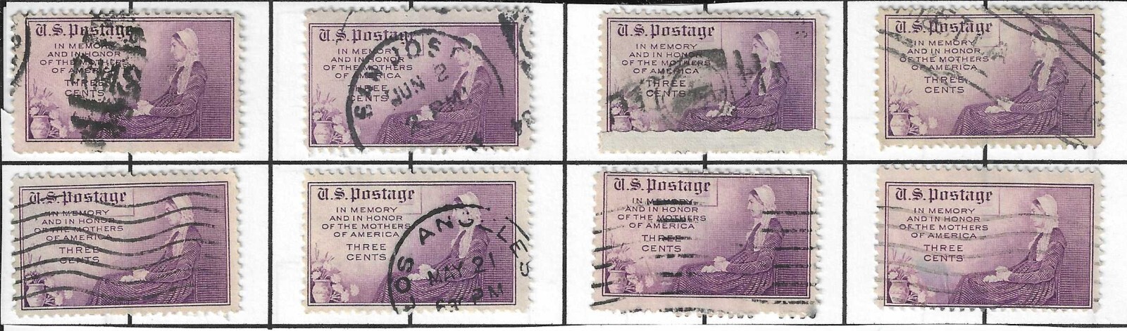 United States Stamp - Lot of 8 - Scott #737 from 1934 - Used off Paper ...