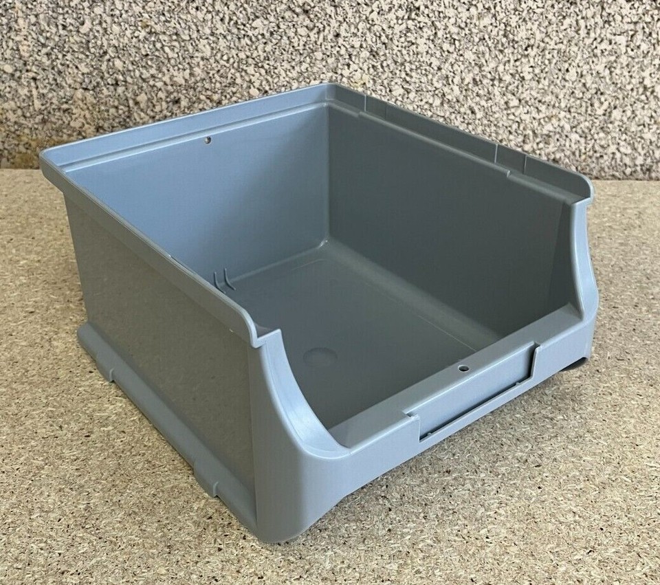 Hanging stacking plastic parts storage lin bins boxes garage workshop ...