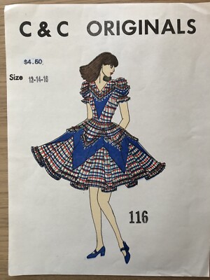 Vintage 1970s C&C Originals Pattern #116 Square Dance Dress sizes 12-14 ...