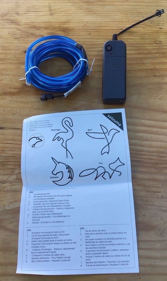 Satzuma Make Your Own Neon Effect Sign 3M Neon String Light Kit BLUE No ...