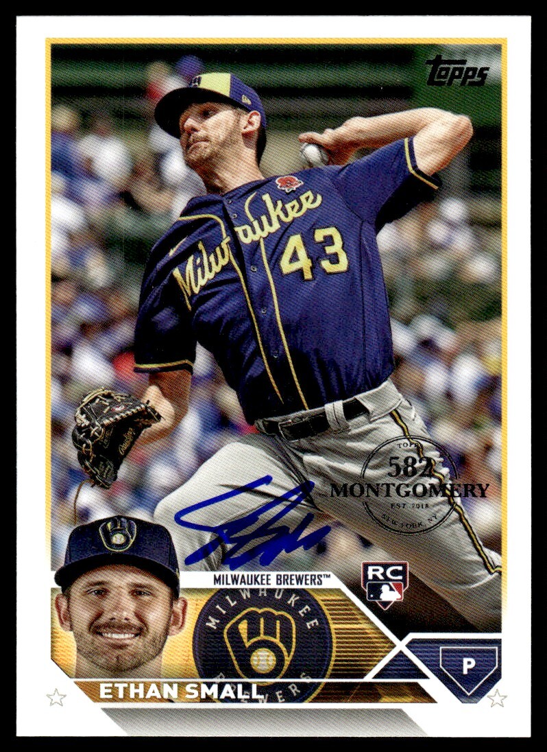 2023 Topps 582 Montgomery Ethan Small RC Milwaukee Brewers #87 Signed ...