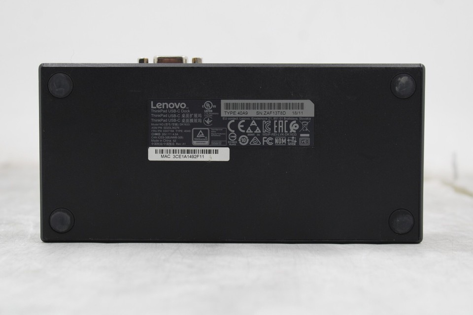Lenovo ThinkPad USB-C DK1633 Universal Laptop Docking Station No ...