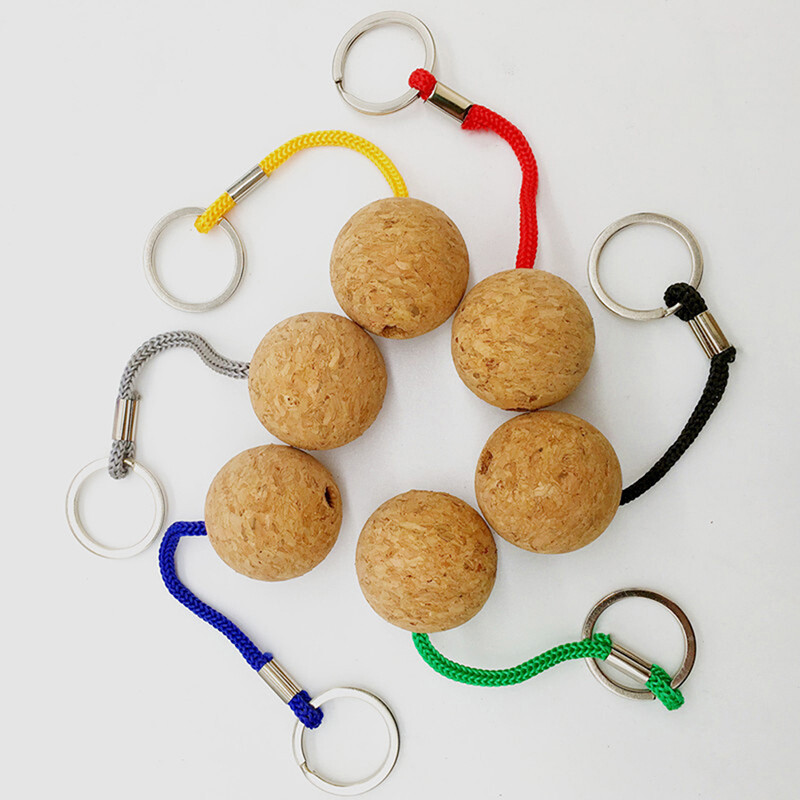 1Pcs 35mm Floating Cork Ball Key Ring Sailing Boat Buoyant Rope Wooden ...