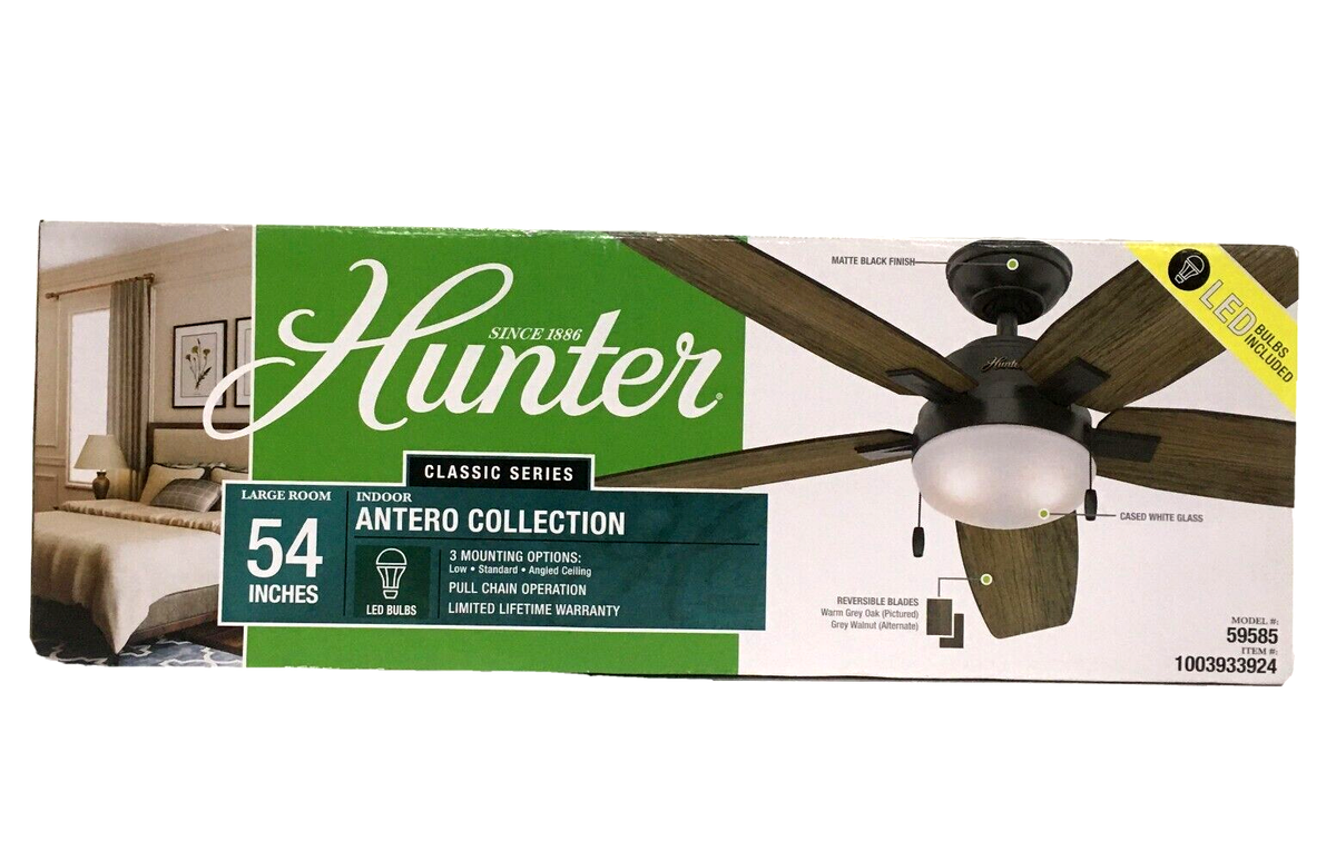Hunter Antero 54 In Led Indoor Brushed Nickel Ceiling Fan Ceiling Fans