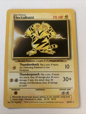 Pokémon TCG Electabuzz Base Set 20/102 Regular Rare | eBay