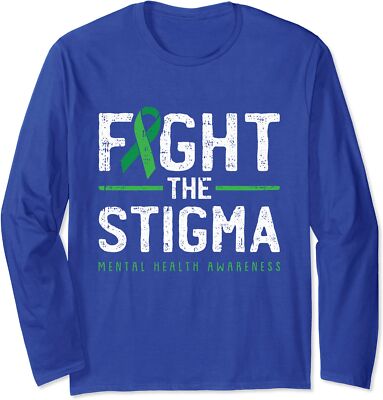Fight The Stigma Mental Health Awareness Green Ribbon Long Sleeve T ...