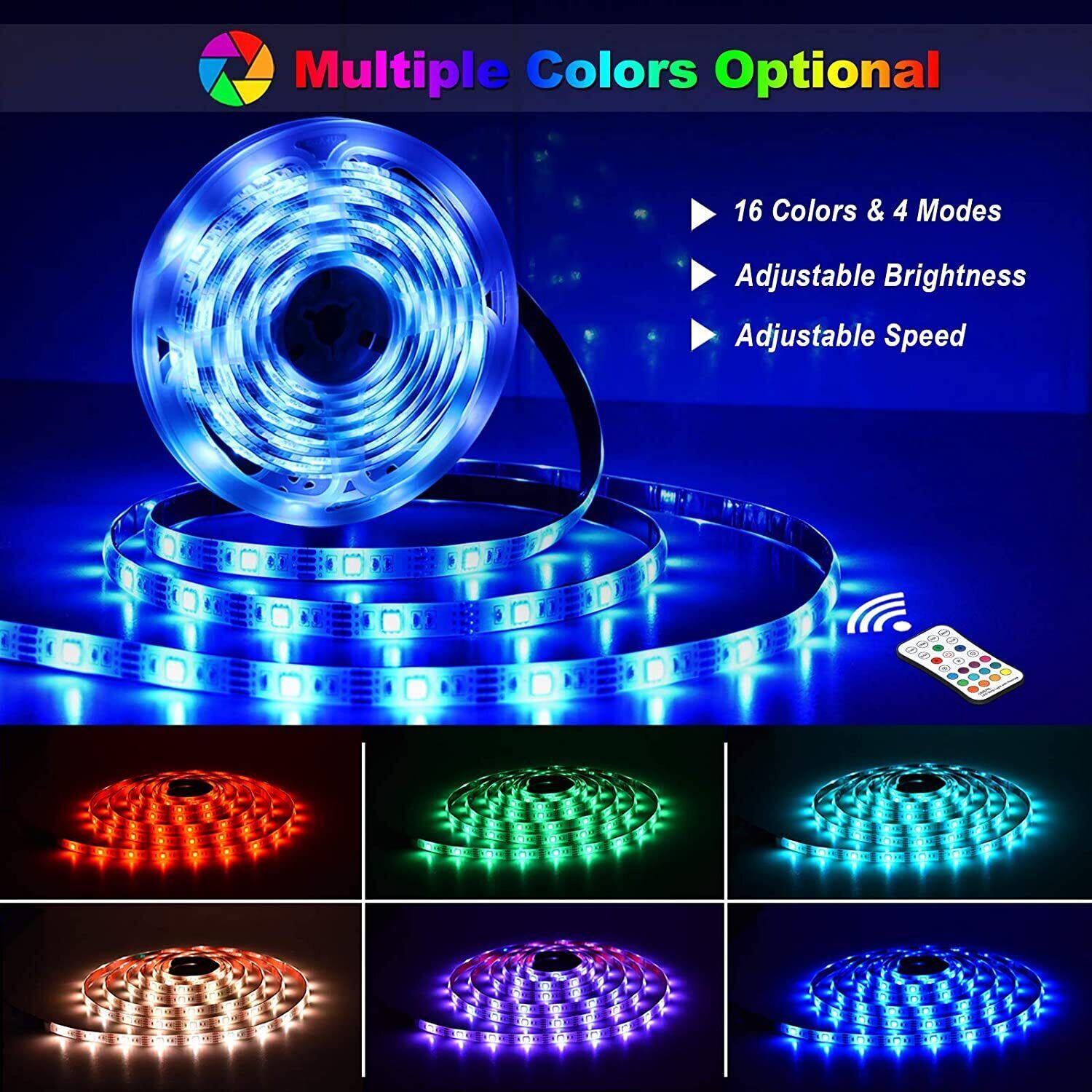 Bright 12V 5M 16.4ft 5050 3528 RGB SMD LED Flexible Strip light ...