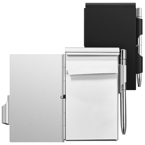 Metal Mini Notepad Aluminum Travel Notepad with Pen Holder Pocket ...