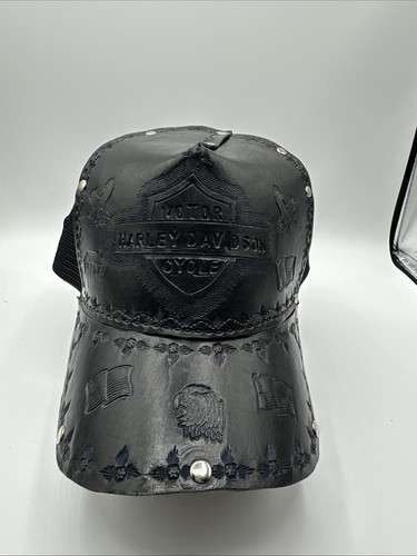 Custom Made Hat Harley Leather On Spider wire Cap | eBay