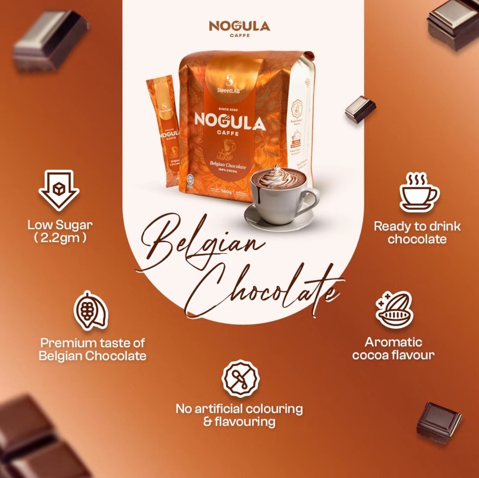 BELGIAN CHOCOLATE SWEETLAB NOGULA 20 sachets taste of chocolate without ...