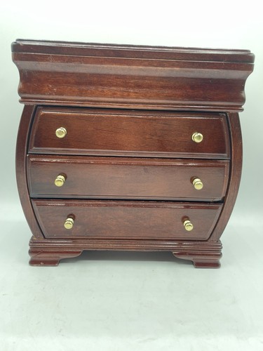 Powell 3 Drawer Jewelry Box/Chest Mirror Open Top Cherry Dark Ivory 9.5 ...