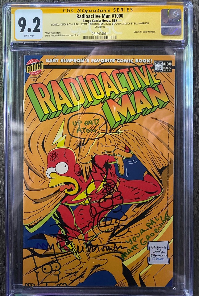 The Simpsons Radioactive Man Comic #1 & #1000 CGC Matt Groening Signed ...