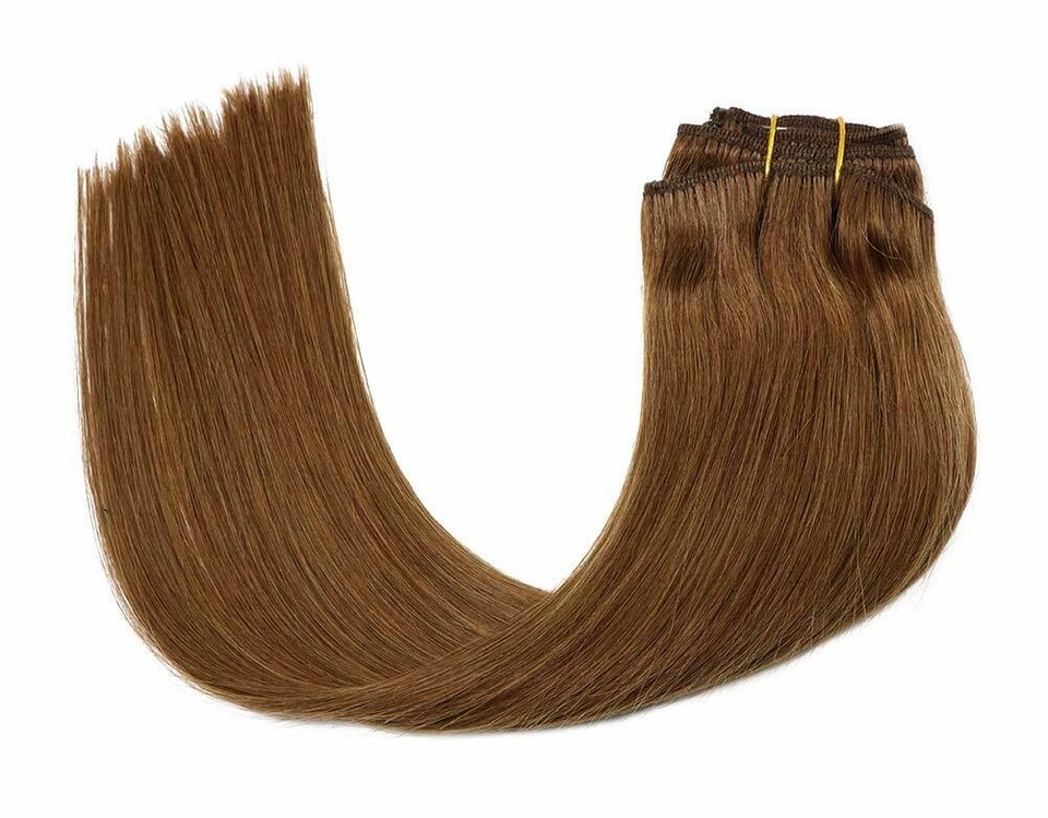 Full Head Double Weft Sew in Weft Hair Extensions Weave Real Human Hair ...
