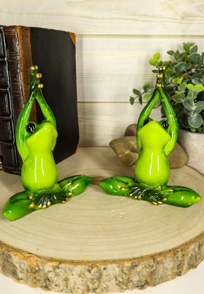 Meditating Twin Yoga Frogs In Lotus Pose Statue Buddha Frogs Pair Set 5 ...