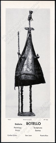 1967 Angel Botello King sculpture photo San Juan gallery vintage print ...