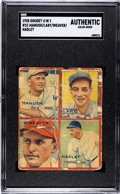 1935 Goudey 4 in 1 MANUSH/Hadley/Lary/Weaver #1C SGC AUTHENTIC HOF | eBay