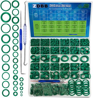595 Pcs Automotive AC O Rings Kit, SAE and Metric Air Conditioning O ...