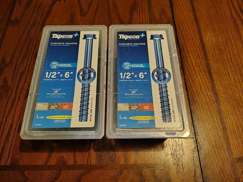 Qty 2 Tapcon 1/2" x 6" Hex Drive Hex Washer Head Heavy Duty Concrete ...