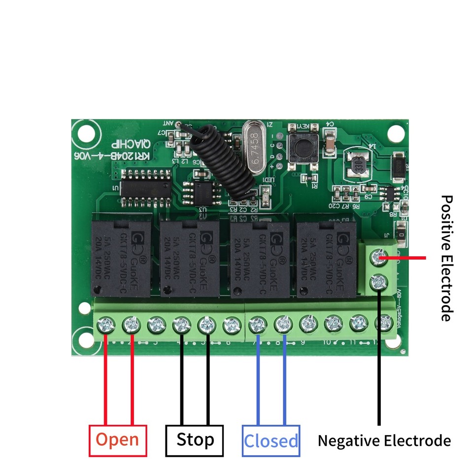 4CH Channel 443MHz Wireless RF Remote Control Relay Switch With 2 ...