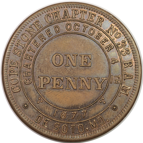 1877 One Penny Masonic Token Chapter No. 33 De Soto Missouri MO | eBay
