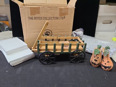 Boyds Bears Auntie Autumn & Lil' Harvey #919827 WAGON ONLY w/2 pumpkin ...