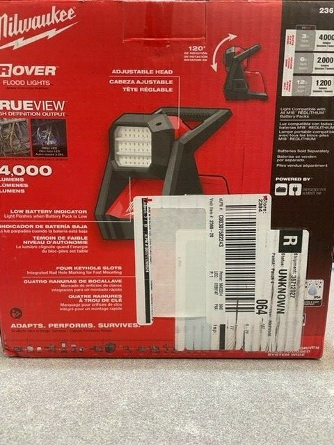 Milwaukee 2366-20 M18 ROVER Compact 4000 Lumens LED Flood Light (Tool ...