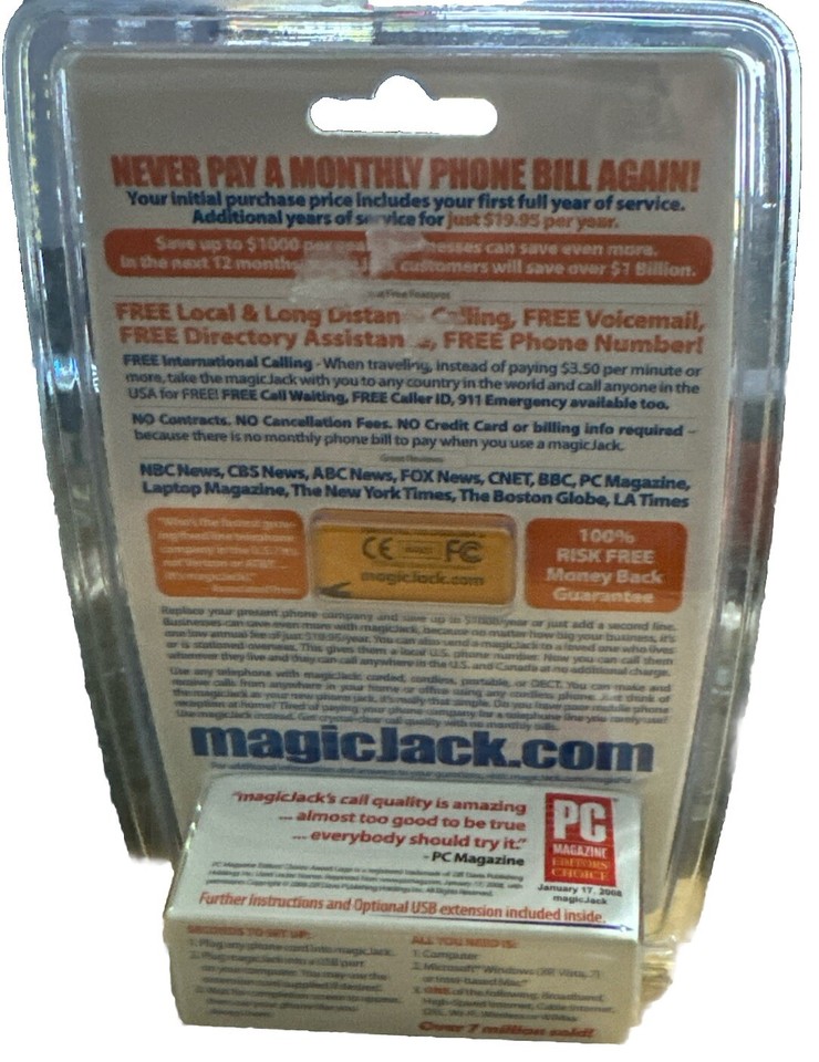 NEW! MagicJack USB PC to Phone Jack Free Local & Long Distance Sealed ...
