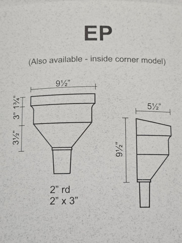 Conductor Head Scupper Box One Piece Plastic 2" Round Downspout Gutter ...